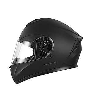 Motorcycle Full Face Helmet DOT Approved - YEMA YM-831 Motorbike Moped Street Bike Racing Crash Helmet with Sun Visor for Adult, Men and Women - Matte Black, XX-Large