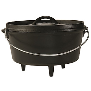 Lodge 5-Quart Cast Iron Deep Camp Dutch Oven + Lid Lifter (Black Finish)