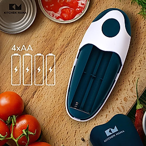 Kitchen Mama Auto 2.0 Electric Can Opener: Refined Blade Opens Almost Any Can - Automatic, Hands Free, Smooth Edge, Food-Safe, Battery Operated, YES YOU CAN (Navy Blue)