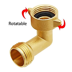 Joywayus 3/4" GHT Garden Hose 90-Degree Elbow Brass Connector with Washers for RV Water Hookups and Residential Outdoor Faucets (Pack of 2)