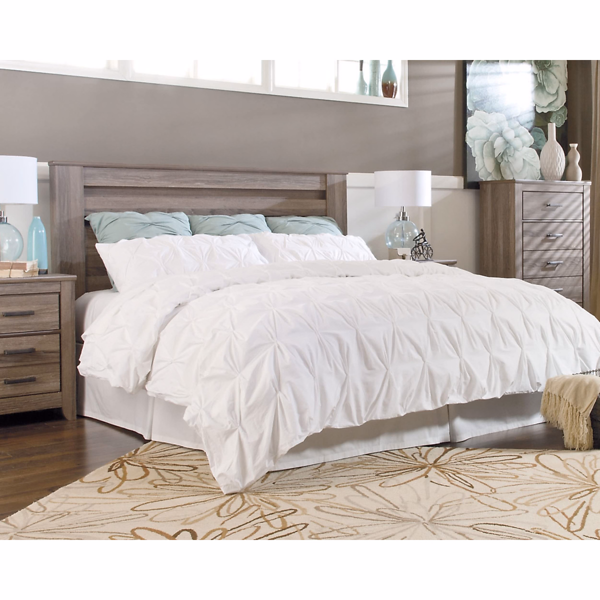 Signature Design by Ashley Zelen Modern Panel Headboard ONLY, King/California, Warm Gray