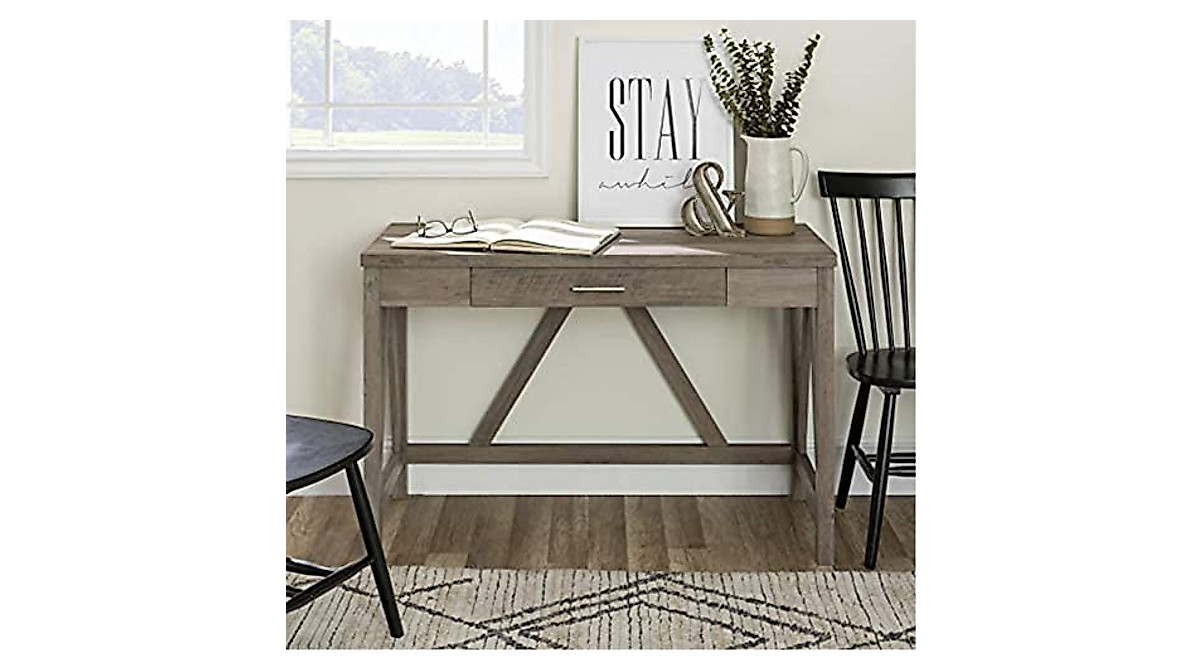 Rustic Farmhouse Wood Desk - Small 46 Inch Home Office Table