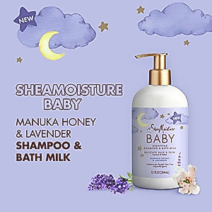 SheaMoisture Baby Shampoo & Bath Milk Manuka Honey & Lavender for Delicate Hair and Skin Nighttime Skin and Hair Care Regimen 13 oz