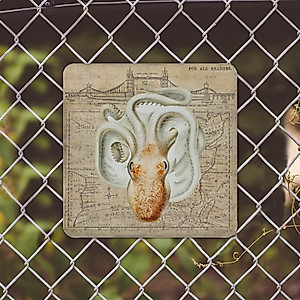 Ocean Life Tin Sign Colorful Octopus Metal Plaque Classic City State Map Beach House Funny Novelty Sign Metal Wall Plaques for Home Garden Master Room Garden Bar 12x12in