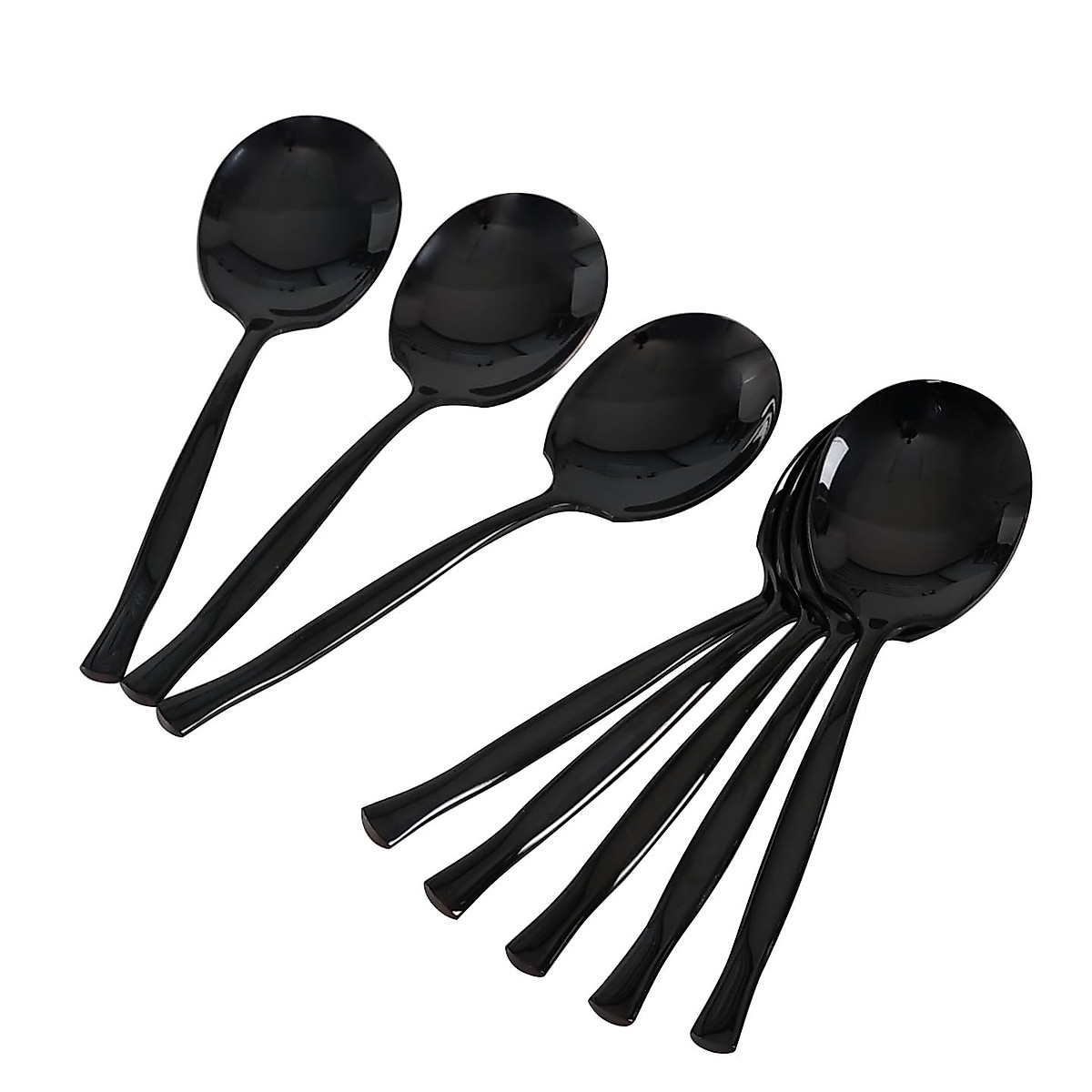 Udotry 8 Pieces Black Buffet Serving Spoons, Large Stainless Steel Serving Spoon
