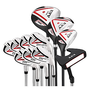 KVV Men’s Complete Golf Clubs Package Set Includes Driver, Fairway, Hybrid, 5#-P# Irons, Putter, Stand Bag, Head Covers, Right Handed