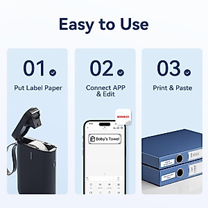 NIIMBOT D11 Label Maker Machine with Tape, Portable Bluetooth Thermal Label Printer Wireless Connection Rechargeable Labeler for Home Office Small Business Storage Organizing, Black