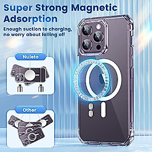 【3 in 1】Nuleto for iPhone 14 Pro Case, iPhone 14 Pro MagSafe Case Built-in 9H Tempered Glass Screen Protector & Camera Lens Protector Full-Body Protective Heavy Duty Shockproof Slim Thin Cover - Clear