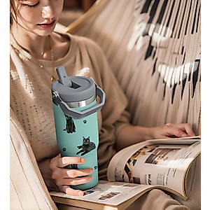 Cat Tumbler for Cat Owners, 30oz Stainless Steel Vacuum Insulated Water Bottle (Cat-Seaform)