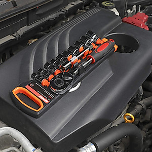 Egofine 12pcs 1/2 Inch Ratchet Socket Wrench Set, Drive Socket Set with 10 Sockets 10-15,17,19,22,24mm and 2 Way Quick Released Ratchet Handle and Extension Bar