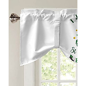 Tie Up Curtain Valances Window Topper,Shade Valance for Kitchen Windows St. Patrick's Day Plaid Truck with Clover and Gold Coins Rod Pocket Tie-up Curtains Window Treatment Drapes White 42"x18"