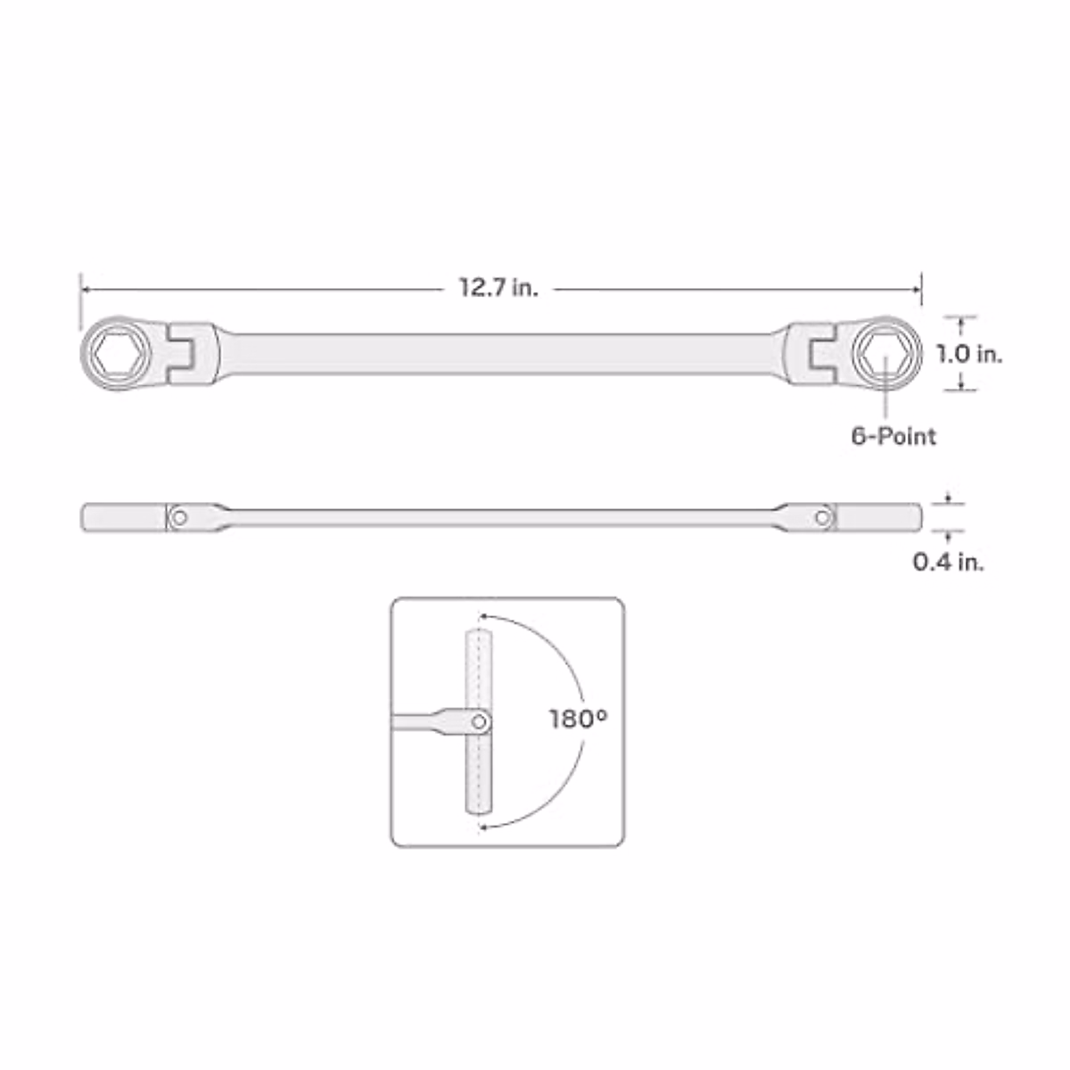 TEKTON 7/16 x 1/2 Inch Long Flex Ratcheting Box End Wrench | WRN77005