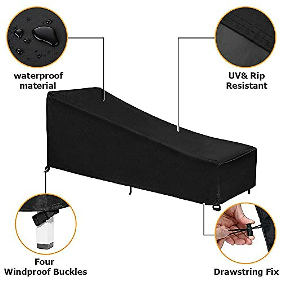 SHEUIMUIYA Waterproof Patio Lounge Chair Cover Heavy Duty Outdoor Chaise Chaise Lounge Covers Chair Covers Patio Furniture Covers Waterproof (L)