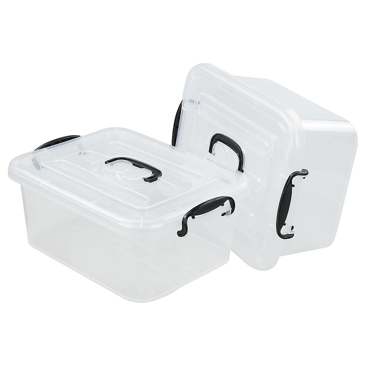Uumitty 8 L Plastic Storage Bin Tote Organizing Container with Lid and Latching Buckles, Stackable and Nestable, 2 Pack