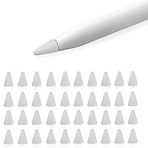 TechMatte Apple Pencil Tip Cover (40-Pack, Clear) Drawing Increased Friction Tool Compatible with Apple Pencil 1 and 2
