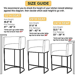 RIVOVA Contemporary Cream Linen Bar Stool, 29" Upholstered Fabric Counter Height Barstool Kitchen Counter Island Stool with Black Metal Base