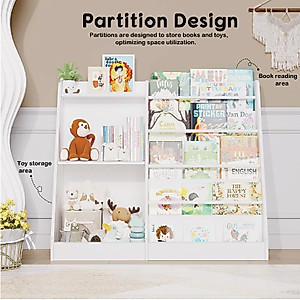 Lkeiyay Kids Bookshelf and Toy Storage,Nursery Bookshelf,Single-Sided Book Display with Storage,White