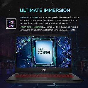 MSI 2023 Katana GF66 15.6” FHD Gaming Laptop, Intel Core i9-12900H, 32GB DDR5 RAM, 1TB PCle SSD, NVIDIA GeForce RTX 3070Ti, Backlit Keyboard, Nahimic Audio, WiFi 6, Black, Win 11 Pro, 32GB USB Card