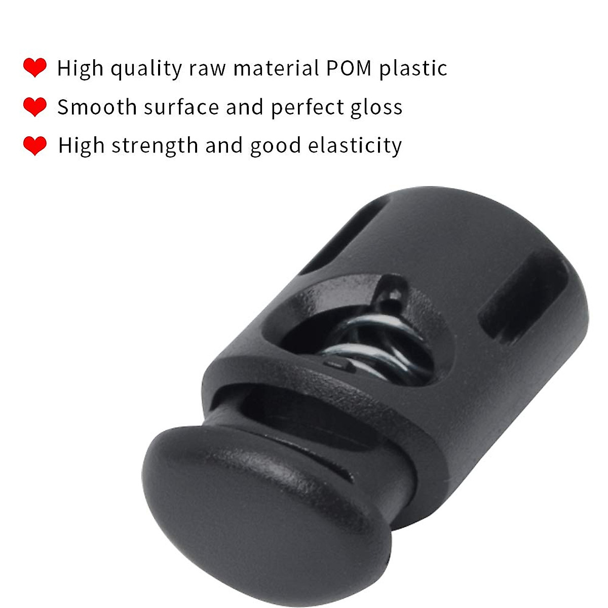 DYZD Plastic Cord Locks End Spring Stop Toggle Stoppers Multi-Colour (10PCS, Grey)