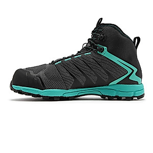 Inov-8 Womens Roclite G 370 - Waterproof Hiking Boots - Lightweight, Breathable - Graphene Grip - Mid Boot Fit - Vegan - Black/Teal 10 W US