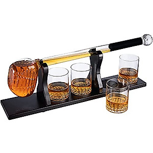 Golf Whiskey Decanter and 4 Liquor Glasses - Decanter & Glass Set - Golf Stick Gifts for Men - Unique Whiskey Decanter Set - Bourbon & Scotch Decanter for Serving Alcohol - Golfer Gifts for Dad