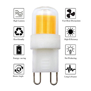 ZHENMING G9 LED Light Bulbs, Dimmable G9 Base, 4W Equivalent 40W Halogen, 300LM, Warm White 3000K, AC 110V/120V/130V, G9 Bin-pin Base, G9 Bulbs for Home Lighting (Pack of 4)