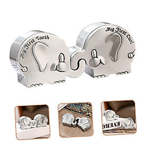 Kisangel 1 pair box Kids and Curl Shower Elephant Container Silver Keepsake Save Souvenir St Toddler Storage Saver for Fairy Organizer First Metal Teeth Holder Tooth