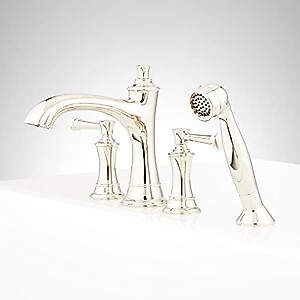 Signature Hardware 948676-LV Beasley Deck Mounted Roman Tub Filler Faucet - Includes Hand Shower, Less Valve