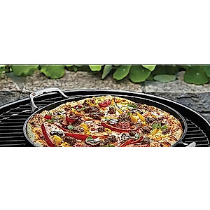 Outset Grill Paella and Deep Dish Pizza Pan, Cast Iron BBQ Pan with Handles, 18.15” x 14.11” x 1.25"