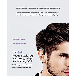 Bone Conduction Ear Hook Comfort Wear with Microphone Lightweight Compatible with iPhone & Android. Grey