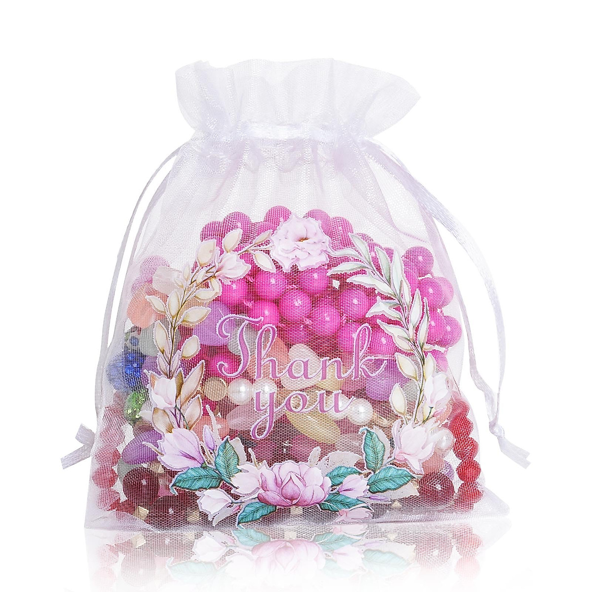 Bskifnn Organza Bags Satin Drawstring Organza Pouch Candy Bags Wedding Party Favor Gift Bag Jewelry Bags (50)