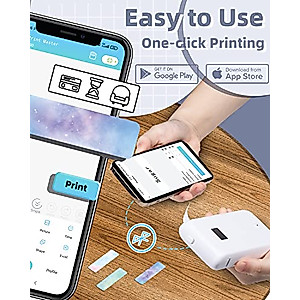 Mandizza Thermal Printer, Label Maker Machine Tape Included D10 Portable Bluetooth Connection Label Printer Multiple Templates Available for Phone Pad Easy to Use Office Home Organization