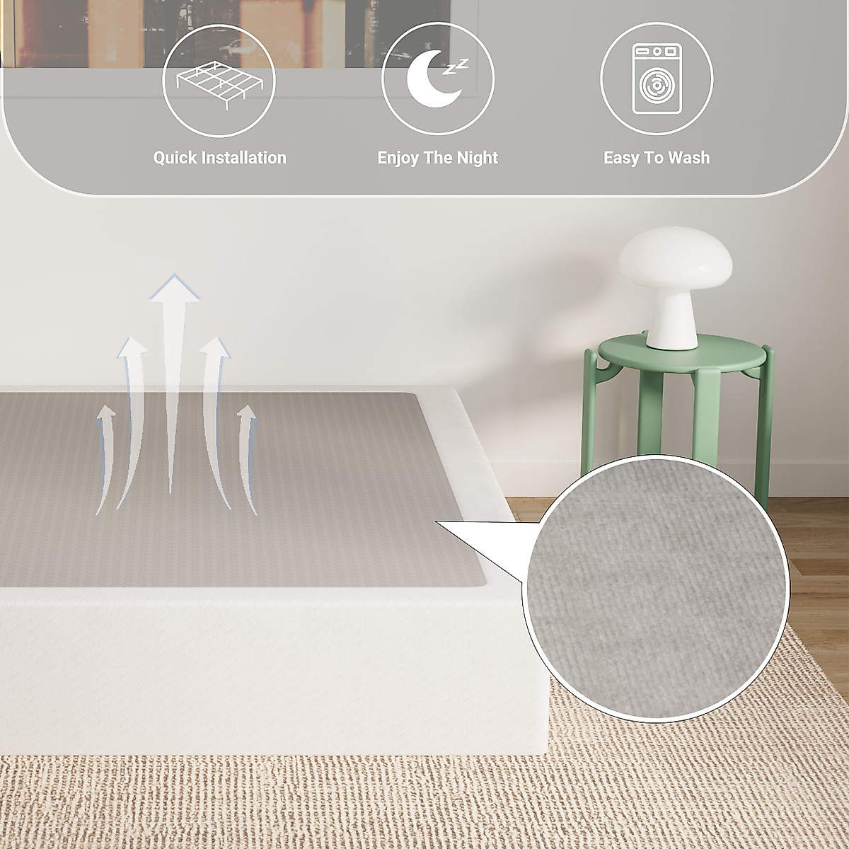 Daqutic King-Box-Spring, King Size Box Spring, 5 Inch Heavy Duty Box Spring King, Mattress Foundation, Quick Assembly, Noise Free