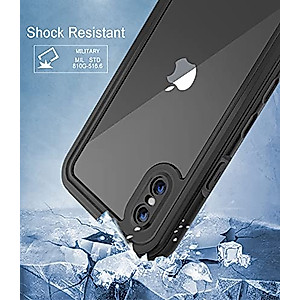 Diverbox iPhone X/XS Waterproof Case - Full Body Shockproof Cover with Built-in Screen Protector, 5.8 Inch (Black/Clear)