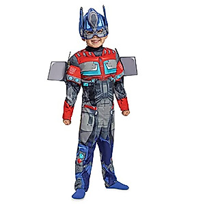 Disguise Optimus Prime Toddler Costume, Official Transformers Rise of the Beasts Muscle Padded Costume and Mask, Size (3T-4T)