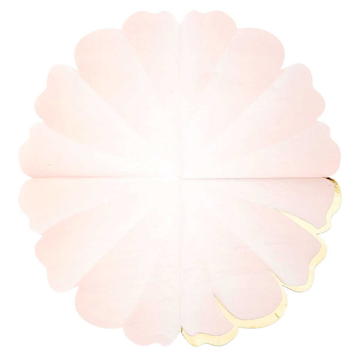 BLUE PANDA 50 Pack Pink & Gold Petal Floral Paper Napkins, 6.25x6 Inches, Scalloped Napkins for Birthday, Wedding, Bridal Shower, Tea Party & More