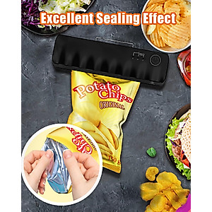 Bag Sealer Mini Rechargeable,3000mAh Heat Sealer Machine with 5 Adjustable Gears Chip Bag Resealer,Plastic Bag Sealer for Food Snack Bags Storage(black)