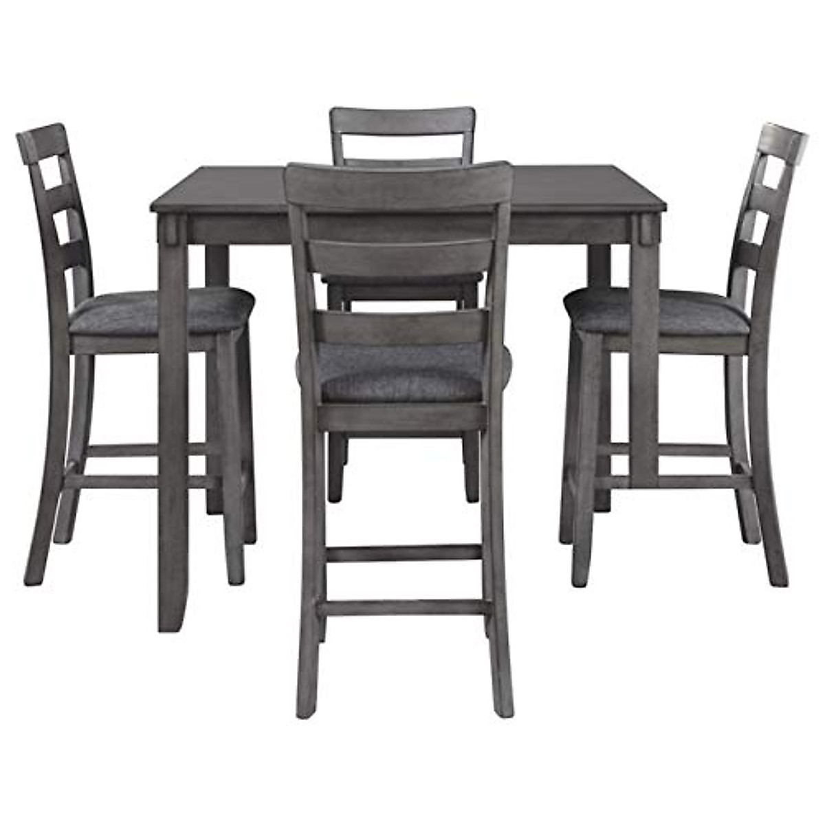 Signature Design by Ashley Bridson 5 Piece Counter Height Dining Room Set, Includes Table & 4 Bar Stools, Gray (Pack of 1)