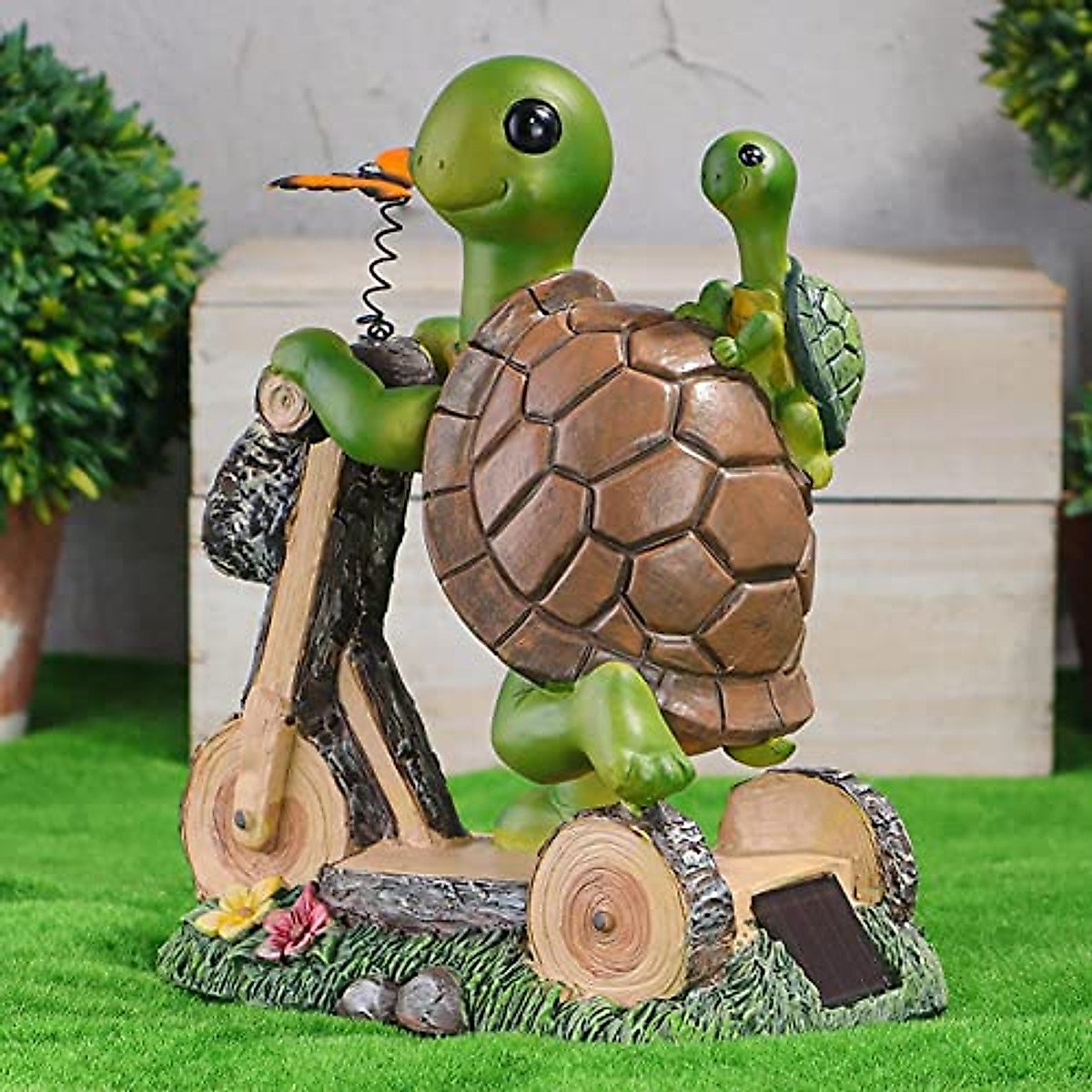 CZQIKEDA Garden Turtle Statue Outdoor Decor,Solar Garden Statue Turtle Figurine Resin Statue,Solar Lights Garden Lawn Ornaments for Garden Patio Lawn Yard Outdoor Decorative