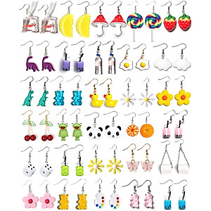 30 Pairs Cute Earrings Funny Weird Aesthetic Kawaii Quirky Indie Crazy Earrings Weirdcore Accessories Earrings Summer Lot Earrings Multiple Sets for Women