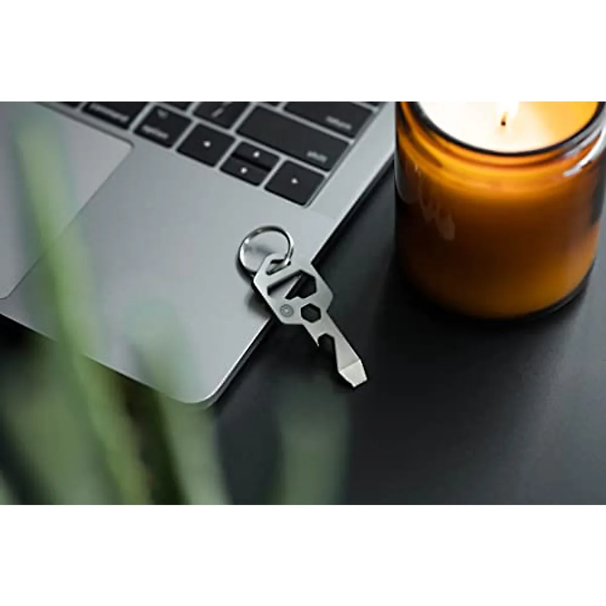 CLOSS 8 in 1 Titanium Multitool Keychain- Bottle Opener, Screwdriver and Wrench (Silver)