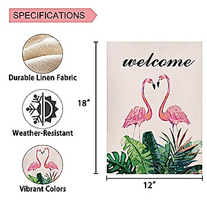 Ogiselestyle Flamingo Garden Flag Vertical Double Sided Farmhouse Summer Autumn Fall Small Welcome Yard Outdoor Flags 12 X 18 Inch