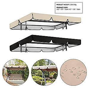 NBCV Replacement Canopy for Swing Seat 2 & 3 Seater Hammock Cover Top Garden Outdoor, Replacement Canopy Top Cover with 4 Reinforced Corner Pockets, Waterproof,Beige,164x114x15cm