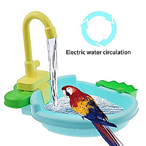 Toysructin Bird Parrot Bathtub, Automatic Bird Bathtub with Faucet Bird Bathroom Cage Accessories Toys Set, Bird Parrot Shower Box for Parrots Parakeet Canaries