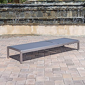 Christopher Knight Home Cape Coral Outdoor Mesh Chaise Lounge, Silver / Dark Grey