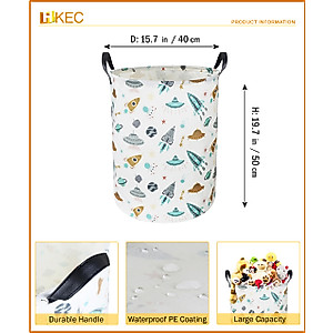 HKEC 19.7’’ Waterproof Foldable Laundry Basket,Baby Nursery Hamper,Dirty Clothes Hamper for Boys and Girls,Kids Toys/Books Bins, Gift Baskets, Room Decor(Spacecraft)