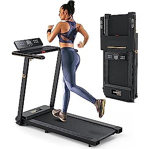 UREVO Portable Folding Treadmills for Home, Max 3.0 HP Running Walking Treadmill with 12 Pre Set Programs and Wider Tread Belt, Adjustable Display, Pause Detection