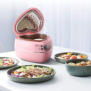 Peach Heart Shape Rice Cooker Smart 300W Rice Cooker 1.8L, Portable 6 in 1 Rice Cooker with Preset Timer and Thermostat,A