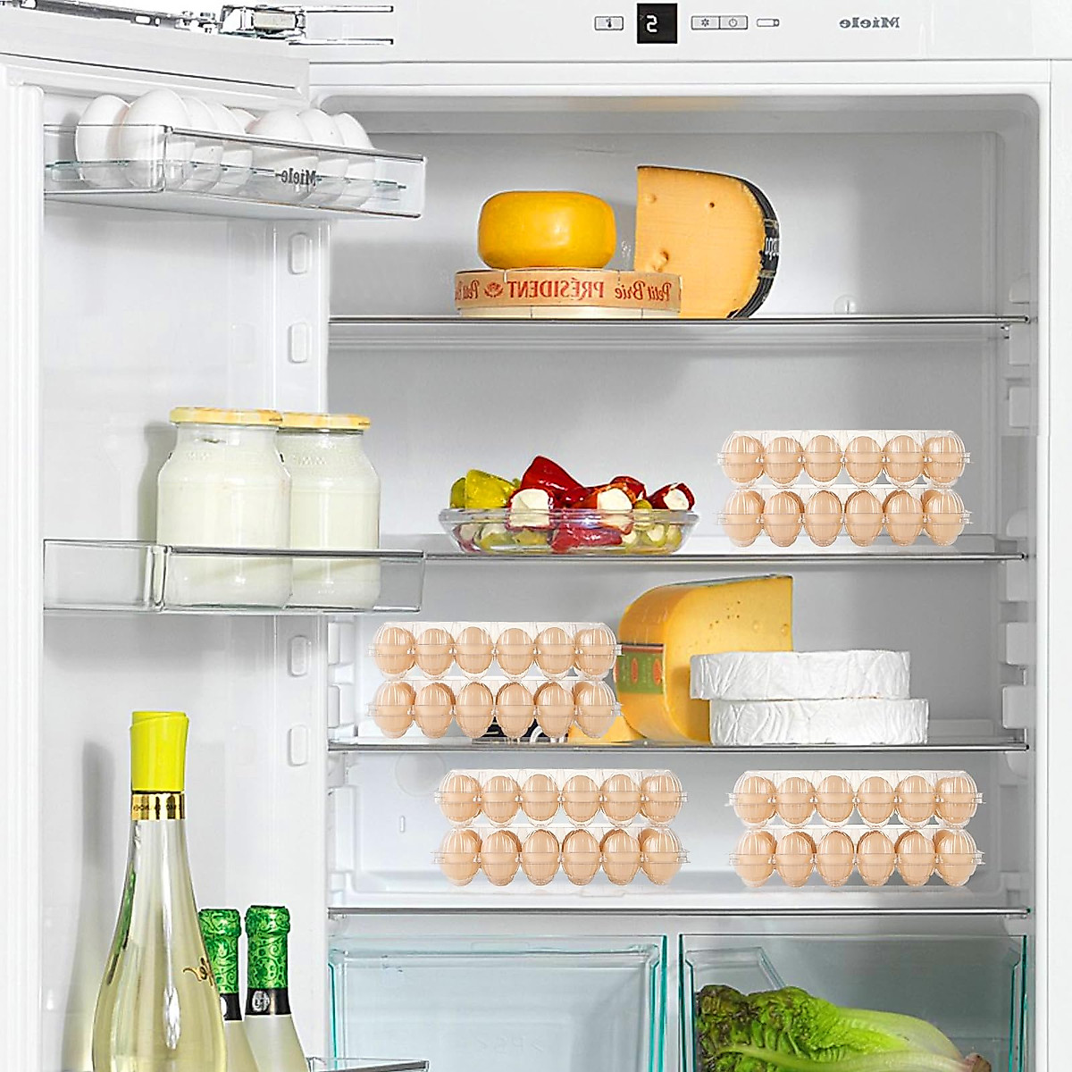 Oungy 50 Pack Plastic Egg Cartons Bulk 1 Dozen Clear Empty Egg Cartons Holds Up to 12 Eggs, Chicken Egg Cartons Reusable Egg Cartons Egg Tray for Family Chicken Farm Markets Display, 2x6 Grids