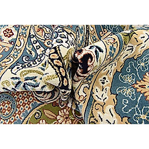 Unique Loom Narenj Collection Classic Traditional Medallion Textured Design Area Rug, 8 x 10 ft, Blue/Tan